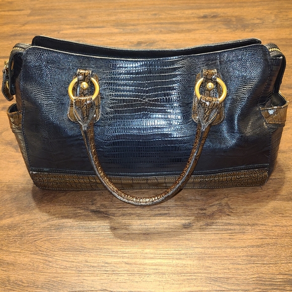 Brahmin | Bags | Brahmin Black Brown Leather Hand Bag Purse | Poshmark